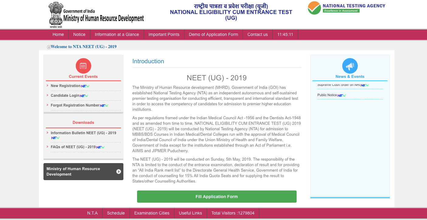 NTA NEET 2019 Online Application, Eligibility, Exam Pattern ntaneet.nic.in