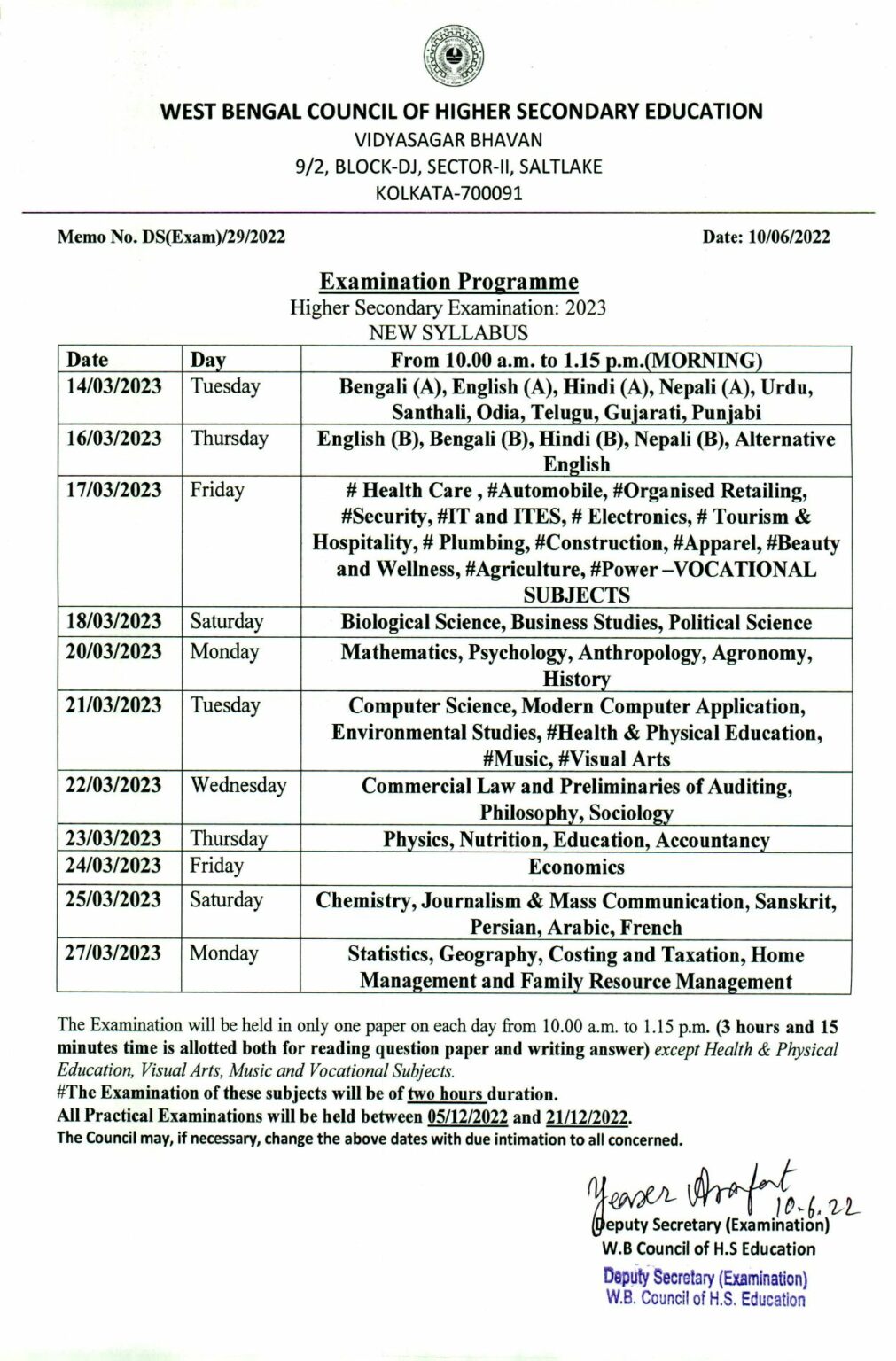 WBCHSE HS Routine 2023 West Bengal Higher Secondary Exam Routine wbchse-hs-routine-2023-west-bengal-higher-secondary-exam-routine